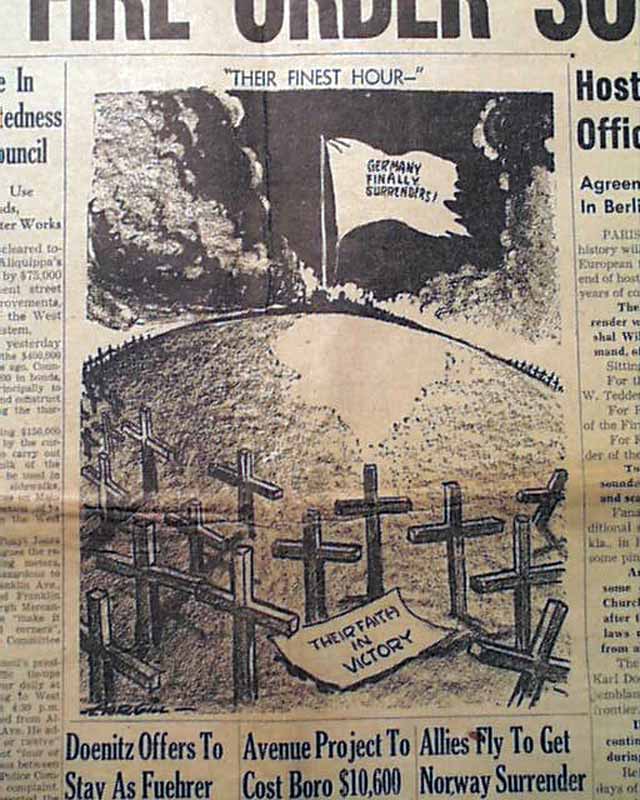 1945 V-E Day... Nazis surrender... - RareNewspapers.com
