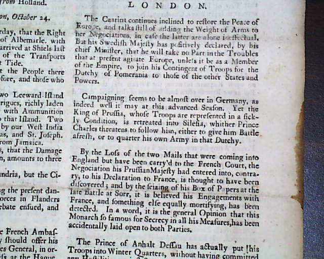 1745 Scotland newspaper from the Jacobite Rebellion... - RareNewspapers.com
