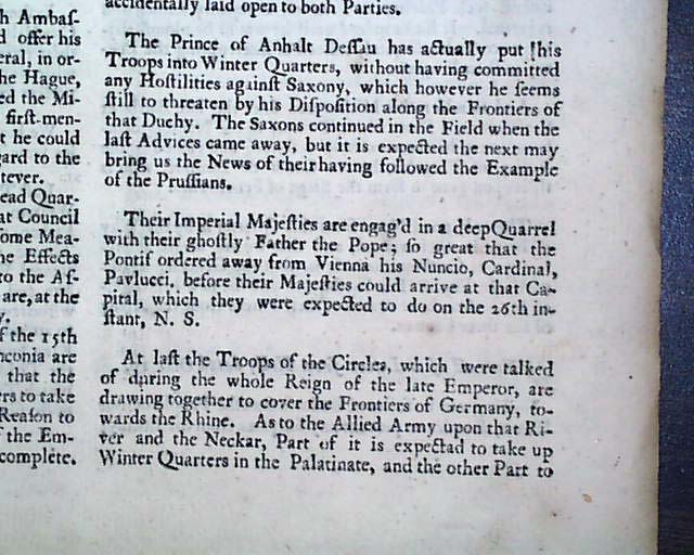 1745 Scotland newspaper from the Jacobite Rebellion... - RareNewspapers.com