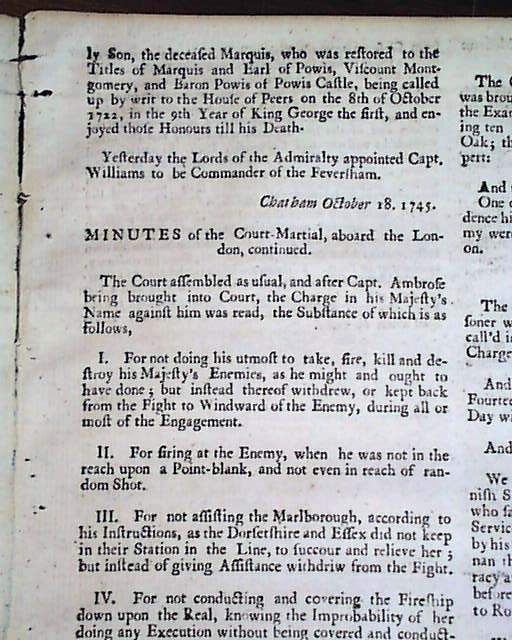1745 Scotland newspaper from the Jacobite Rebellion... - RareNewspapers.com