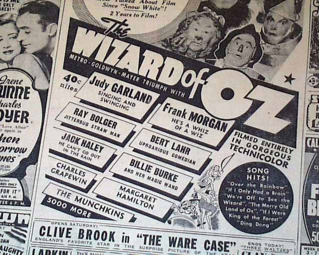 Wizard of Oz debut... opening day... - RareNewspapers.com
