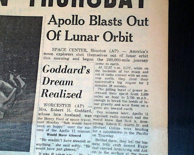 1969 Apollo 11 landing on the Moon.... - RareNewspapers.com