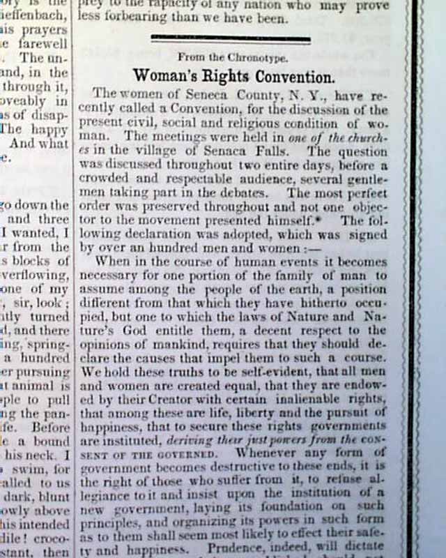 First women's rights conference... "Declaration of Sentiments ...