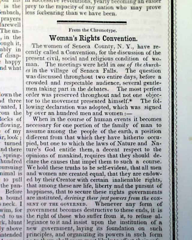 First women's rights conference... "Declaration of Sentiments ...