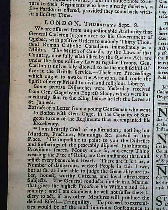 General Thomas Gage in Boston... - RareNewspapers.com