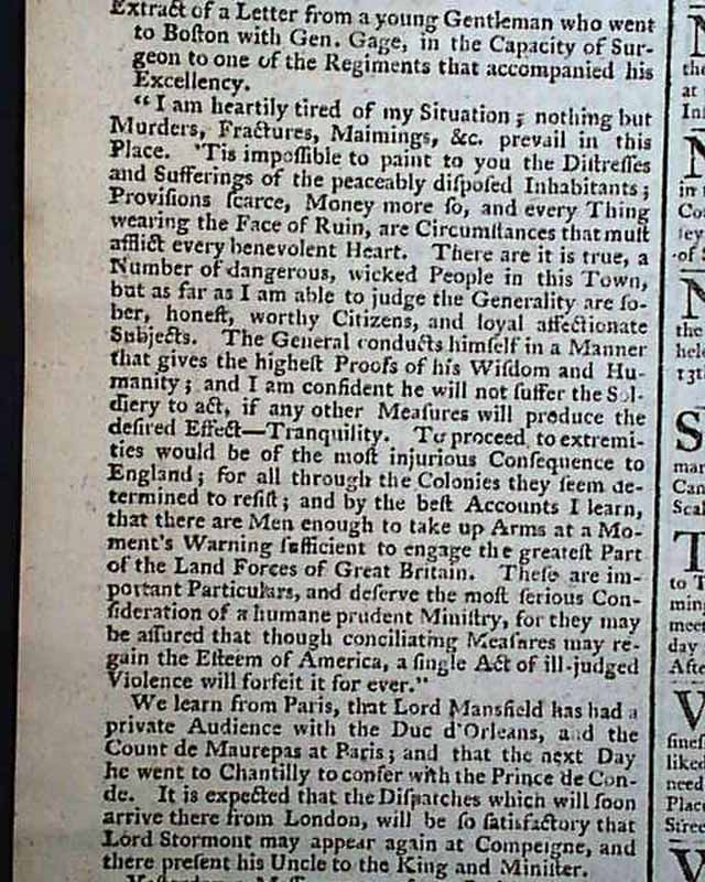 General Thomas Gage in Boston... - RareNewspapers.com