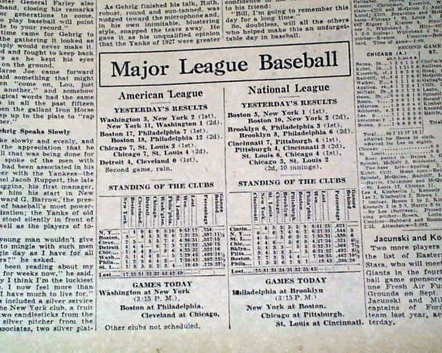 Lou Gehrig's "Luckiest man alive" speech... - RareNewspapers.com