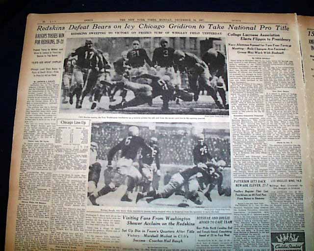 Washington Redskins win Title in 1937..... - RareNewspapers.com