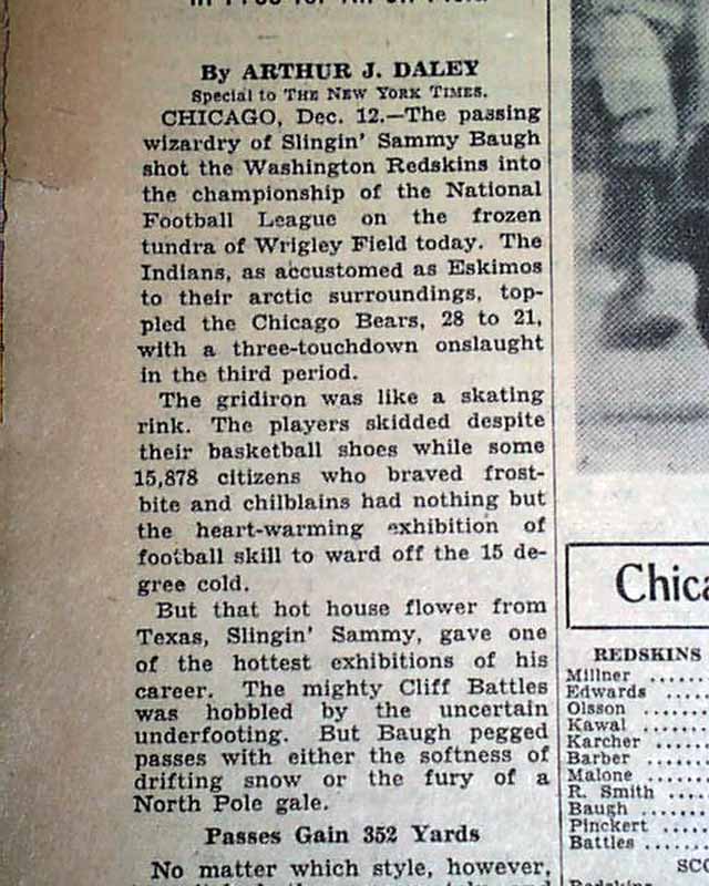 Washington Redskins win Title in 1937..... - RareNewspapers.com