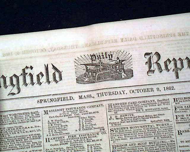 1862 Springfield MA Newspaper.... - RareNewspapers.com