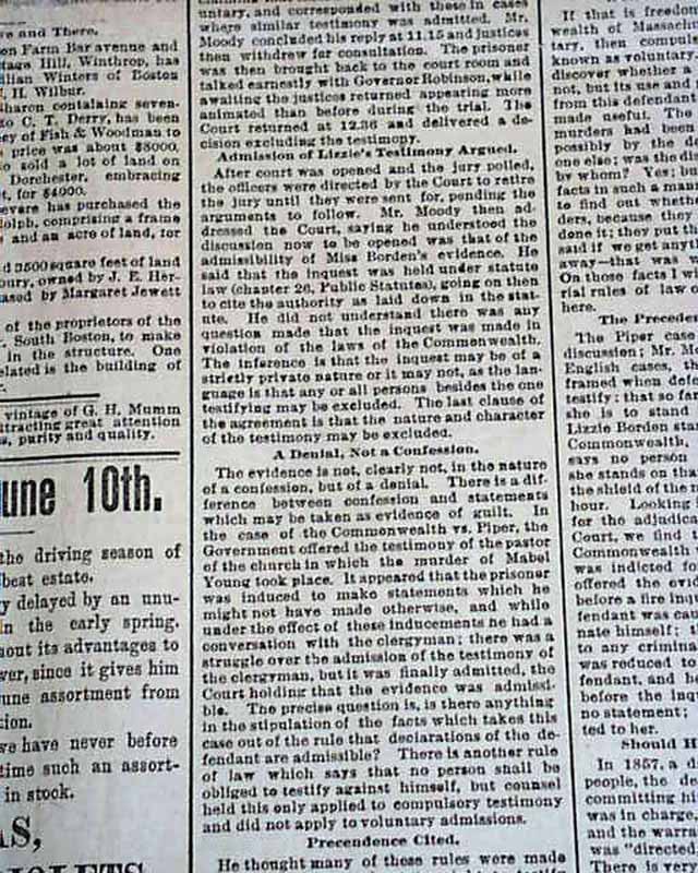 Much on the Lizzie Borden murder trial: in a Boston newspaper ...