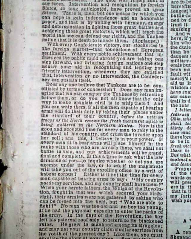Jefferson Davis' lengthy speech... - RareNewspapers.com