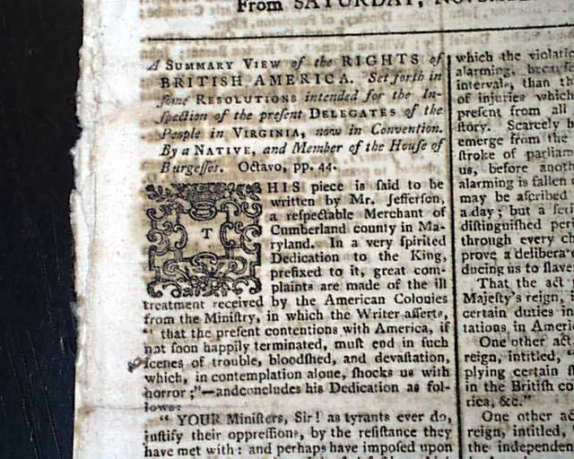 British review of Jefferson's famous pamphlet that would lead to the ...