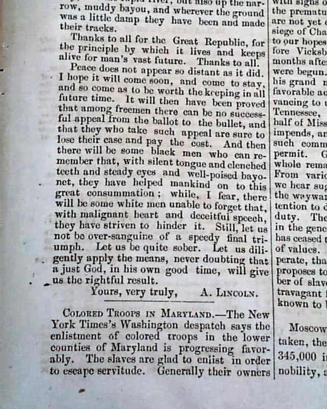 Lincoln defends his Emancipation Proclamation: famous letter/speech ...