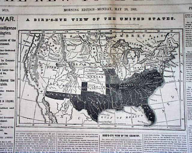 1861 United States (Confederacy) Civil War Map.... - RareNewspapers.com