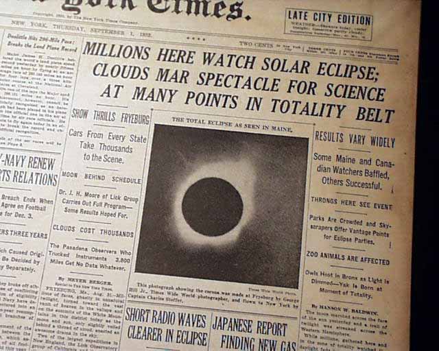 1932 solar eclipse... - RareNewspapers.com
