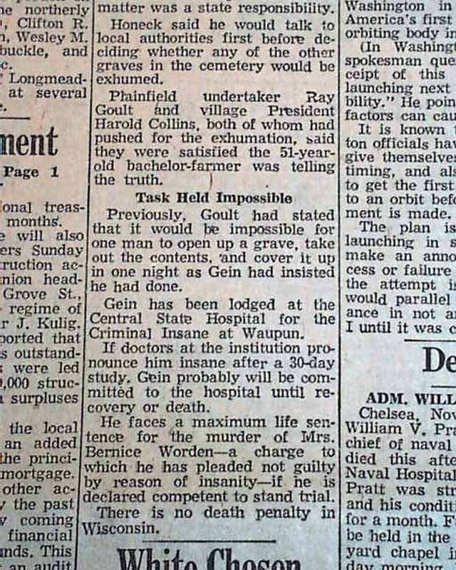 Murderer and body snatcher Edward Gein... - RareNewspapers.com