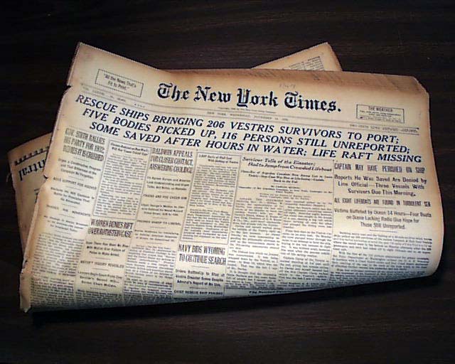 S.S. Vestris Sinks In 1928... - RareNewspapers.com