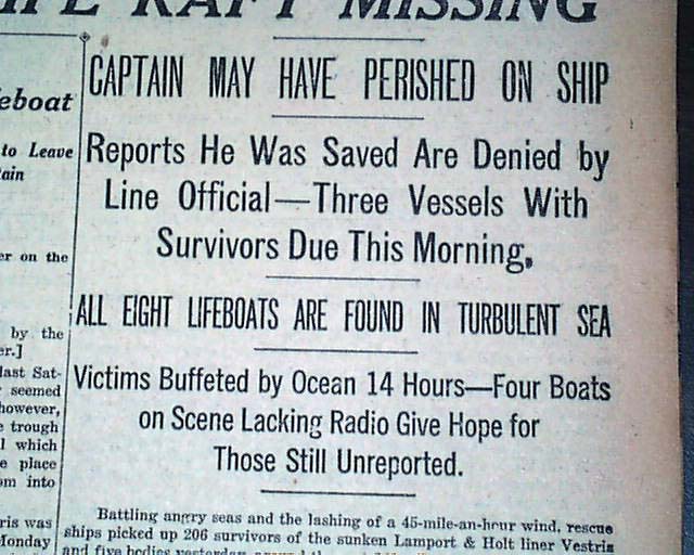 S.S. Vestris Sinks In 1928... - RareNewspapers.com
