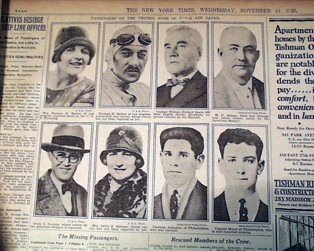 S.S. Vestris Sinks In 1928... - RareNewspapers.com