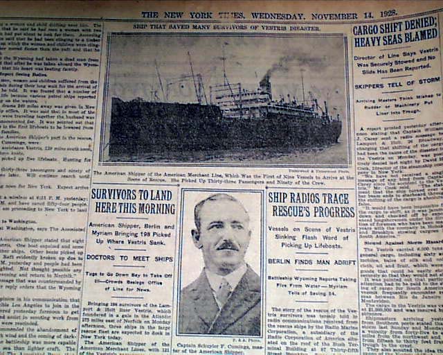 S.S. Vestris Sinks In 1928... - RareNewspapers.com