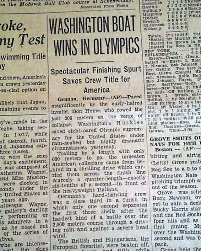 Washington crew wins Olympic gold in 1936.... - RareNewspapers.com
