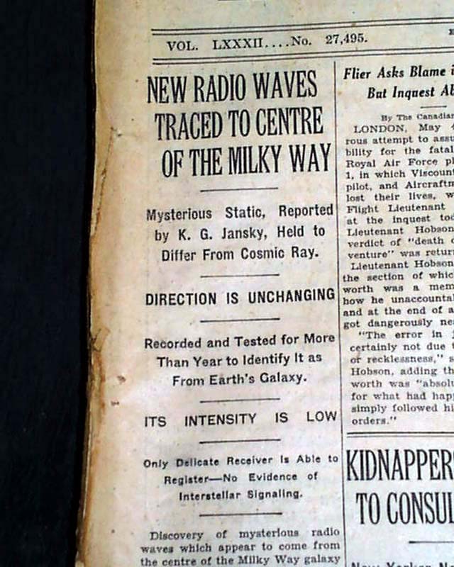 Karl Guthe Jansky & Milky Way radio waves... - RareNewspapers.com