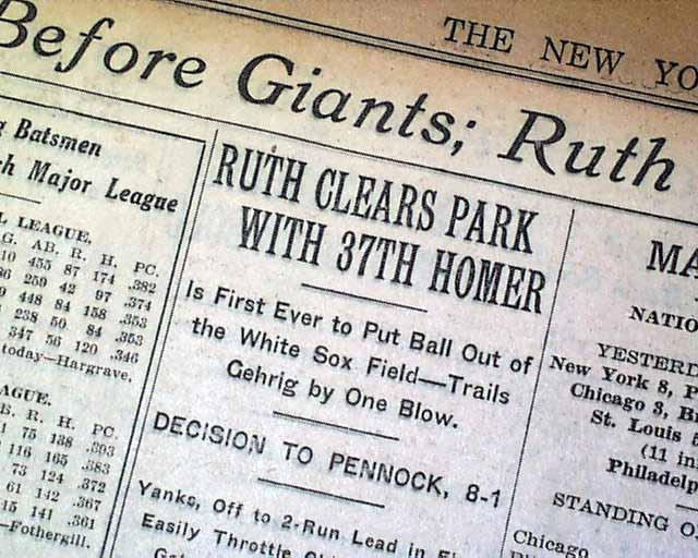 1st home run at Comisky Park.... Babe Ruth... - RareNewspapers.com