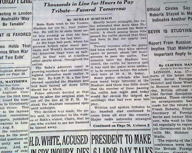 Death of Babe Ruth... - RareNewspapers.com