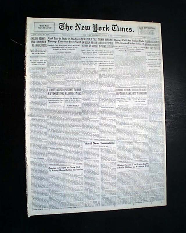 Death of Babe Ruth... - RareNewspapers.com