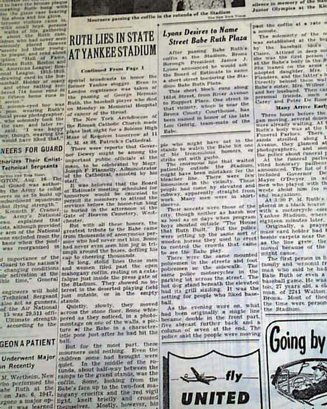 Death of Babe Ruth... - RareNewspapers.com
