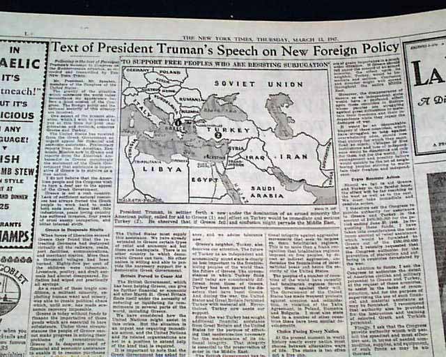 Harry Truman Doctrine in 1947.... - RareNewspapers.com