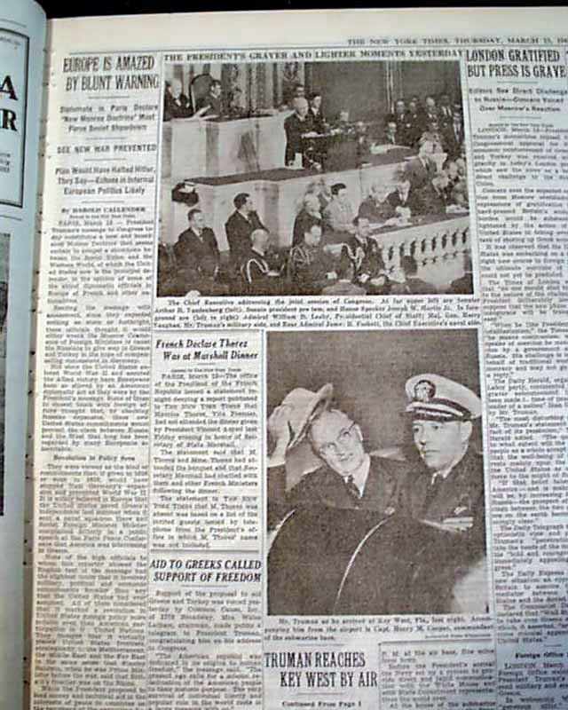 Harry Truman Doctrine in 1947.... - RareNewspapers.com