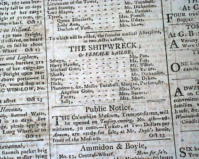 Edgar Allan Poe Parents Theatre Ad In 1806... - RareNewspapers.com
