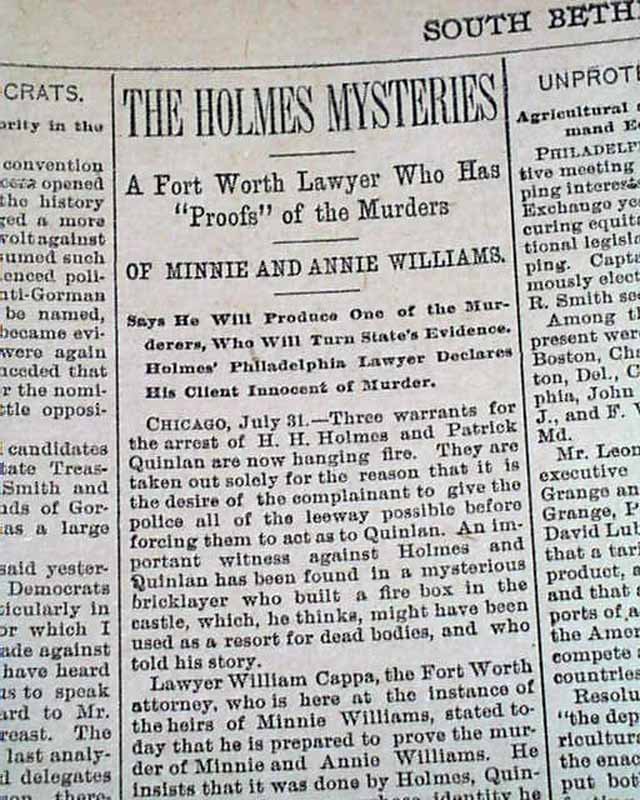 H.H. Holmes..... 1st U.S. serial killer.... - RareNewspapers.com