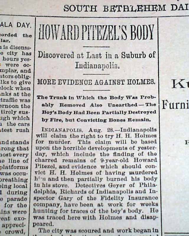 H.H. Holmes..... 1st U.S. serial killer.... - RareNewspapers.com
