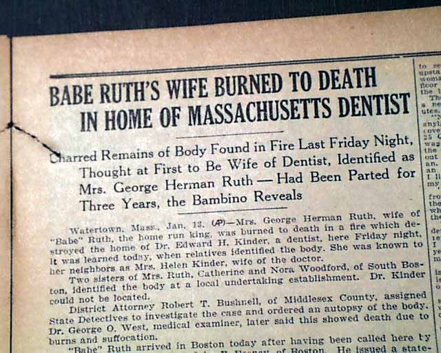 Death of Babe Ruth's wife... - RareNewspapers.com