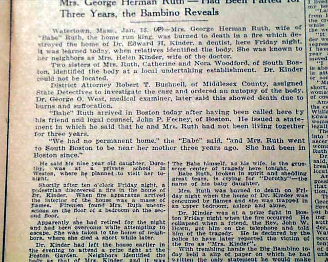 Death of Babe Ruth's wife... - RareNewspapers.com