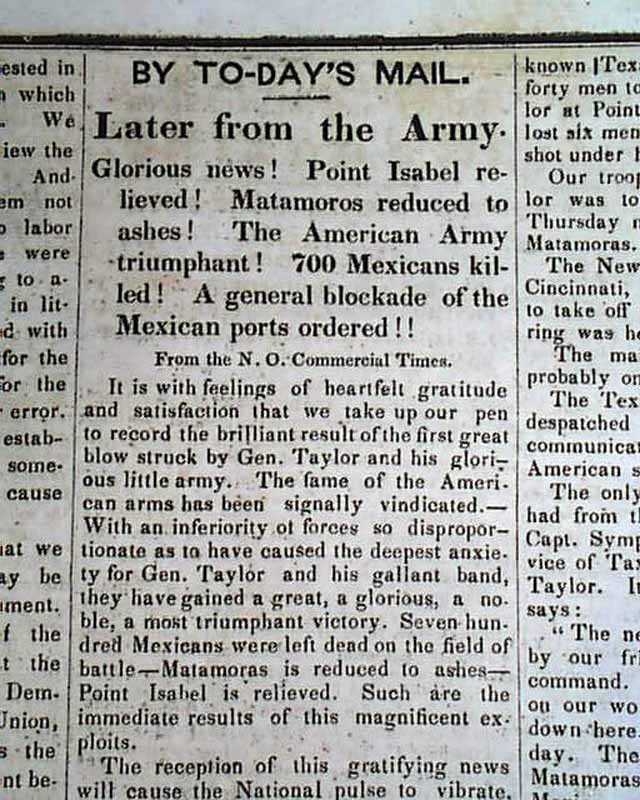 Very nice Mexican war headlines... - RareNewspapers.com