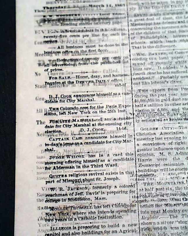 Denver Colorado in 1867... - RareNewspapers.com