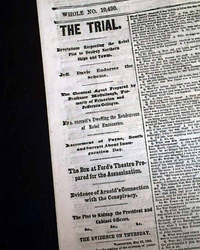 Trial of Lincoln's conspirators... - RareNewspapers.com