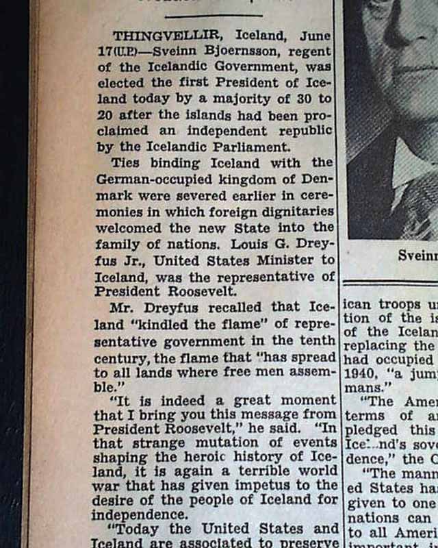 Constitution of Iceland adopted... - RareNewspapers.com