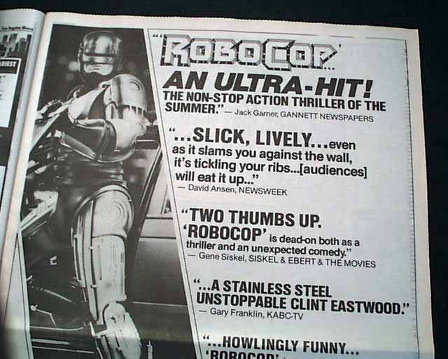 Review & premiere of "RoboCop", in a Los Angeles newspaper ...