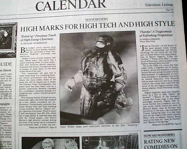 Review & premiere of "RoboCop", in a Los Angeles newspaper ...