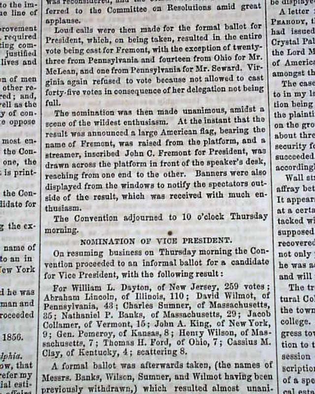 Beginning of the Republican Party: nomination of their first ...
