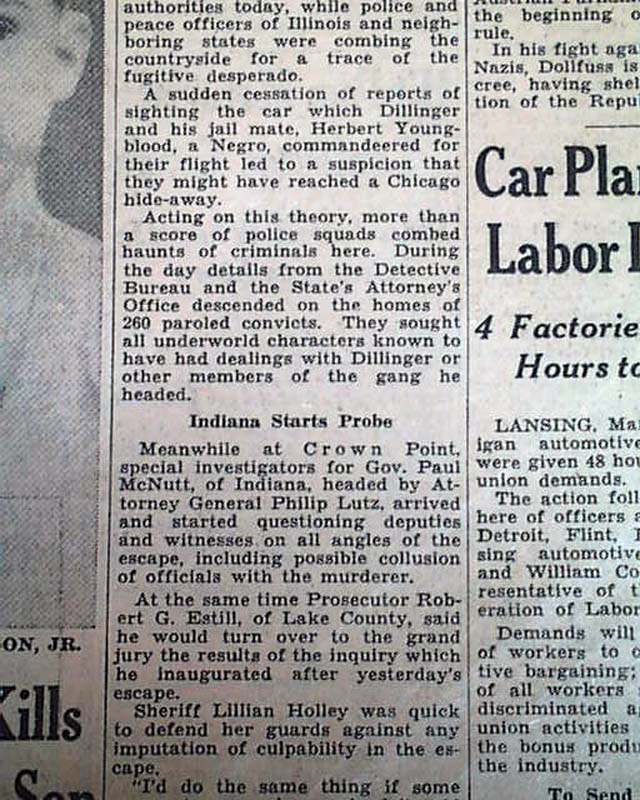 John Dillinger's famous escape... - RareNewspapers.com