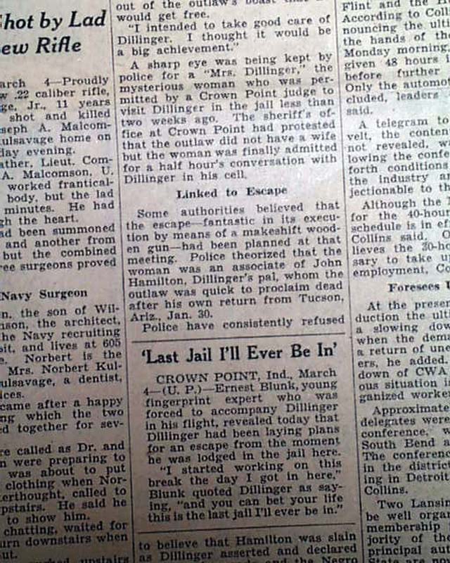John Dillinger's famous escape... - RareNewspapers.com