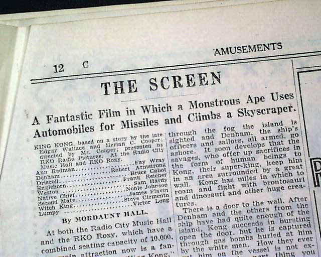 First movie review of "King Kong"... - RareNewspapers.com