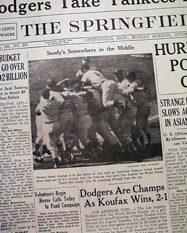 1963 World Series... Los Angeles Dodgers win... - RareNewspapers.com