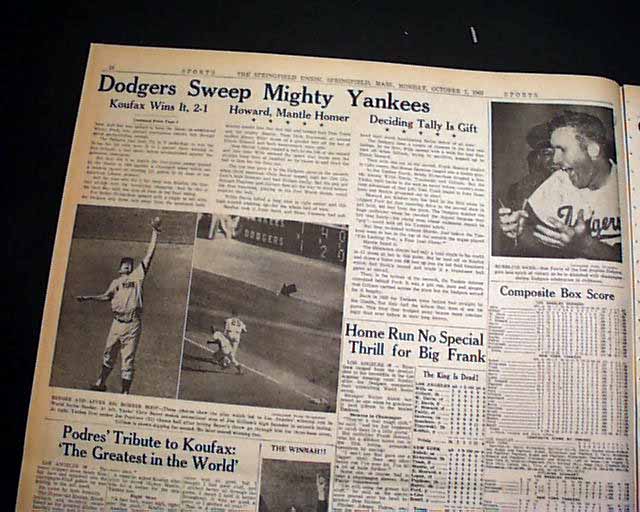 1963 World Series... Los Angeles Dodgers win... - RareNewspapers.com